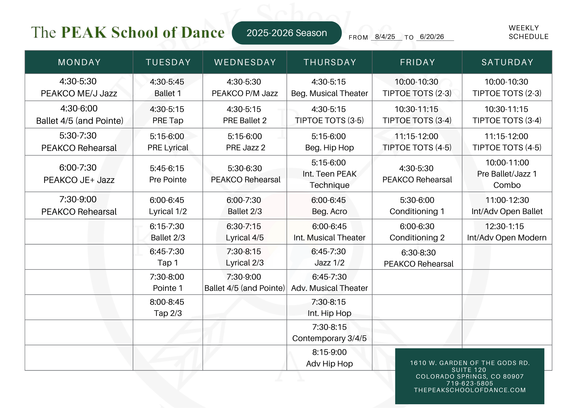 The Peak School of Dance - About